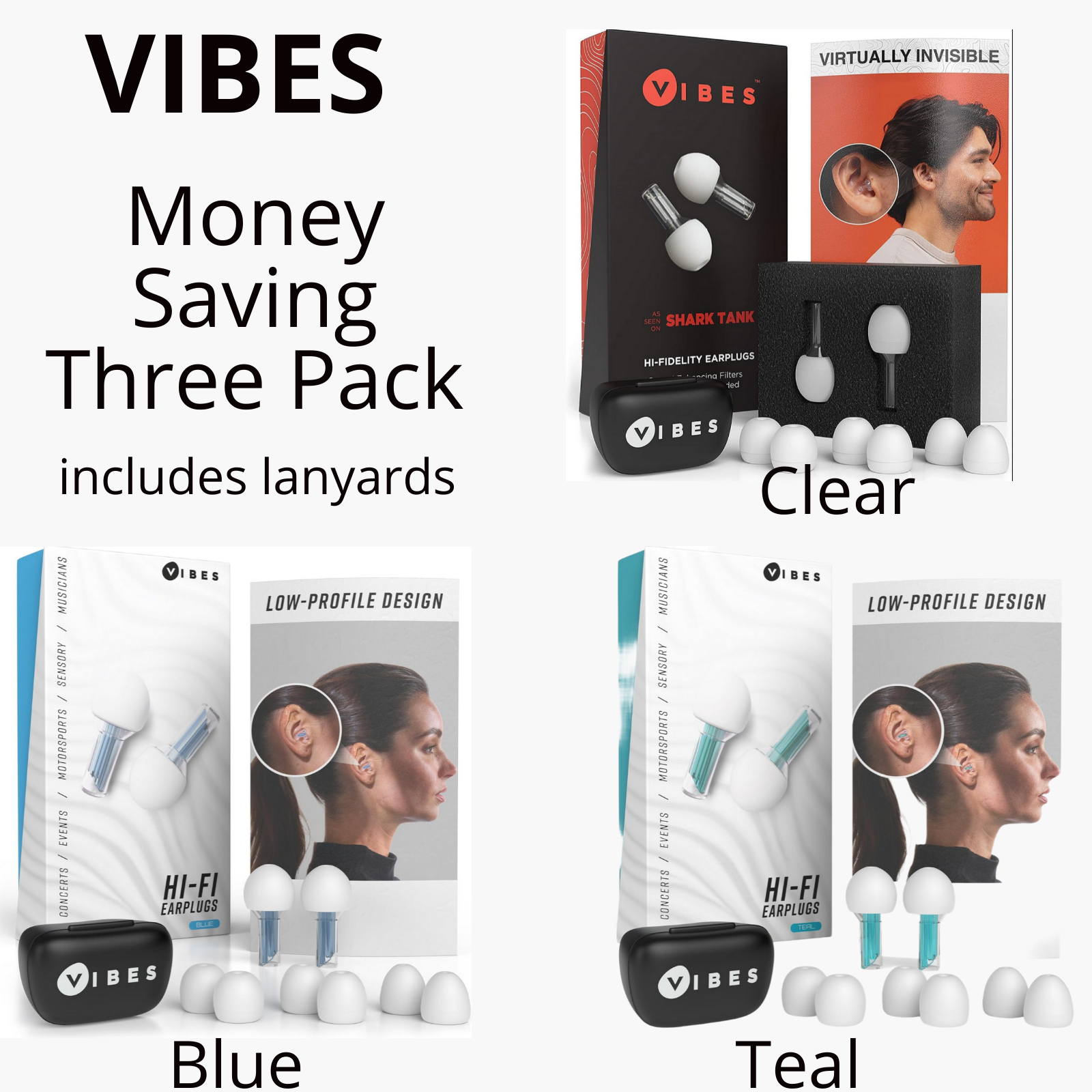 Vibes Acoustic Filter Earplugs - 3 Pack | Diversity In Toys